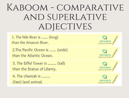 Kaboom - comparative and superlative adjectives – Progress